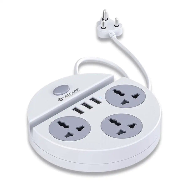 Smiley 3AC Socket Power Extension with 3 USB (Lapex-003) – lapcare.com