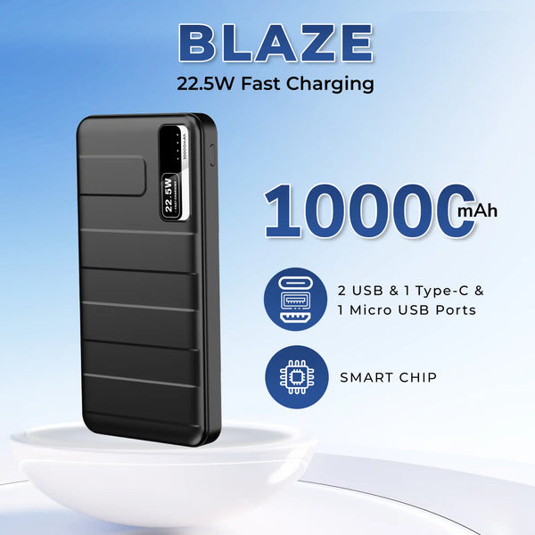 Blaze 22.5W Fast Charging 10000mah Power Bank Black (LPB-015) – lapcare.com