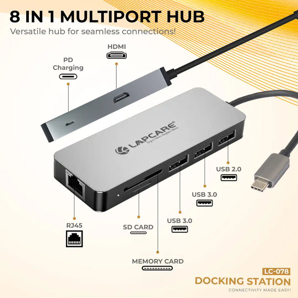 Lap-C 8 in 1 extended Travel Docking Station – lapcare.com