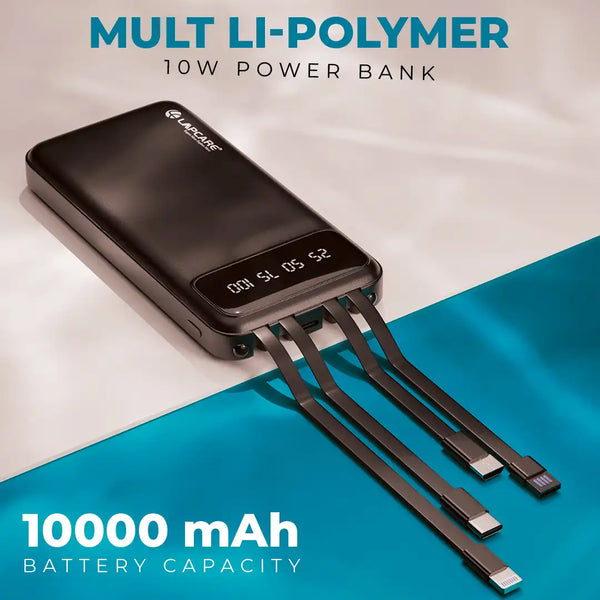 MULT Li-Polymer 10000Mah Power Bank with inbuilt Cables (LPB-006 ...