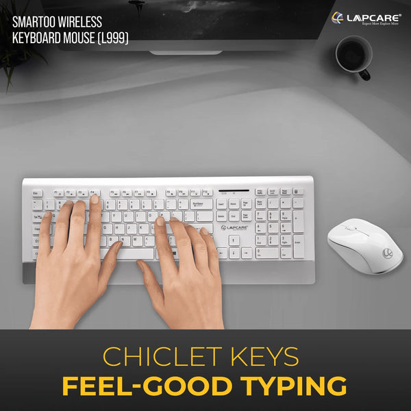 Smartoo White & Silver Wireless Multimedia Combo Keyboard + Mouse 1200 ...