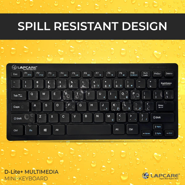 D-Lite - Black 87 Key Mini Multimedia Wired Keyboard – lapcare.com